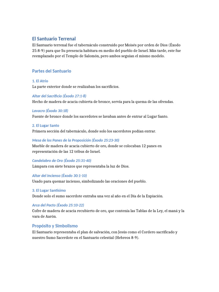 El Santuario Terrenal y su Simbolismo | PDF
