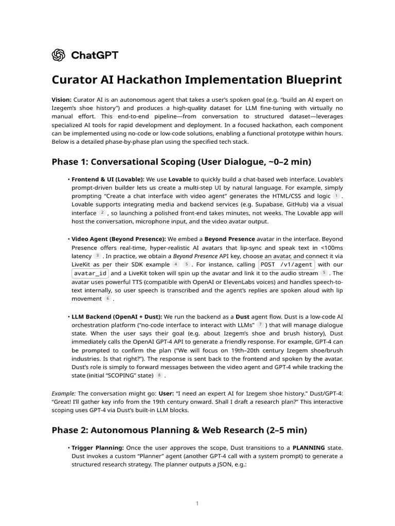 Curator AI Hackathon Guide | PDF | User Interface | Artificial Intelligence