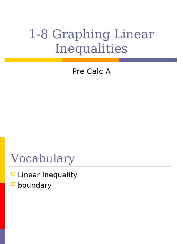 1-8 Graphing Linear Inequalities | PDF