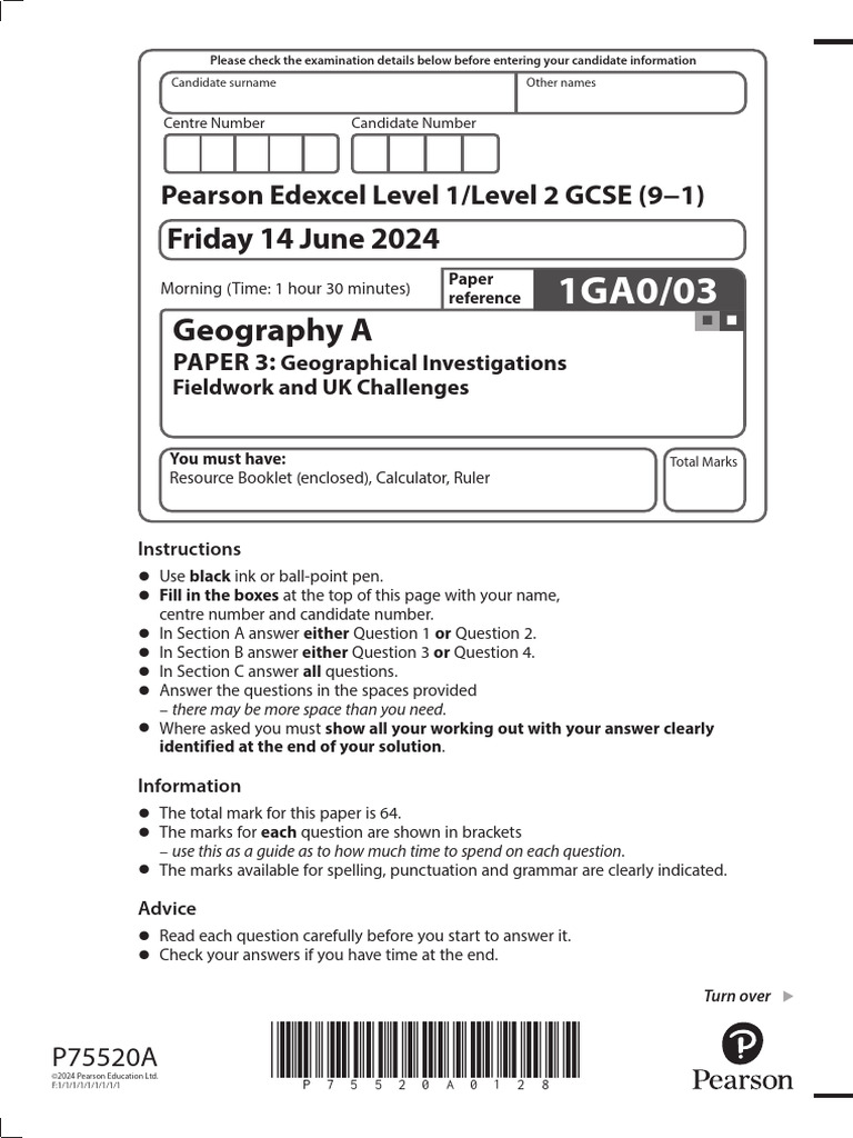 GCSE Geography Paper 3 Exam Guide | PDF | Length | Scatter Plot