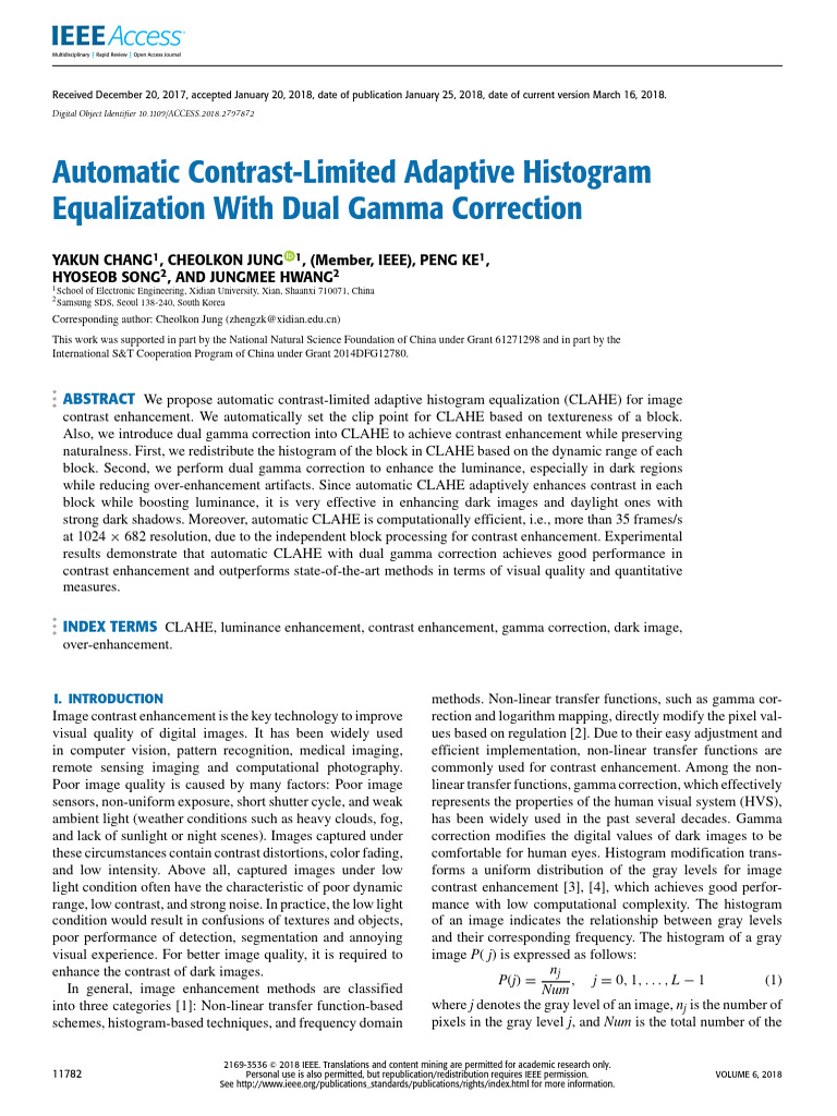 Automatic Contrast-Limited Adaptive Histogram Equalization With Dual ...