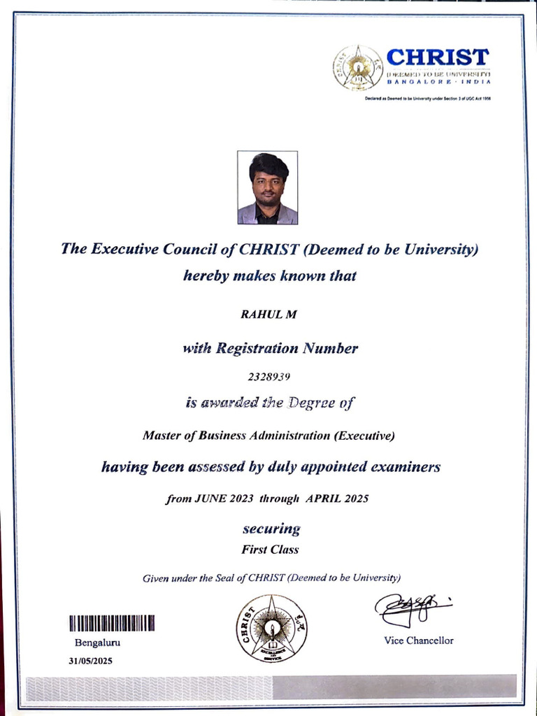 Master Degree Certificate | PDF