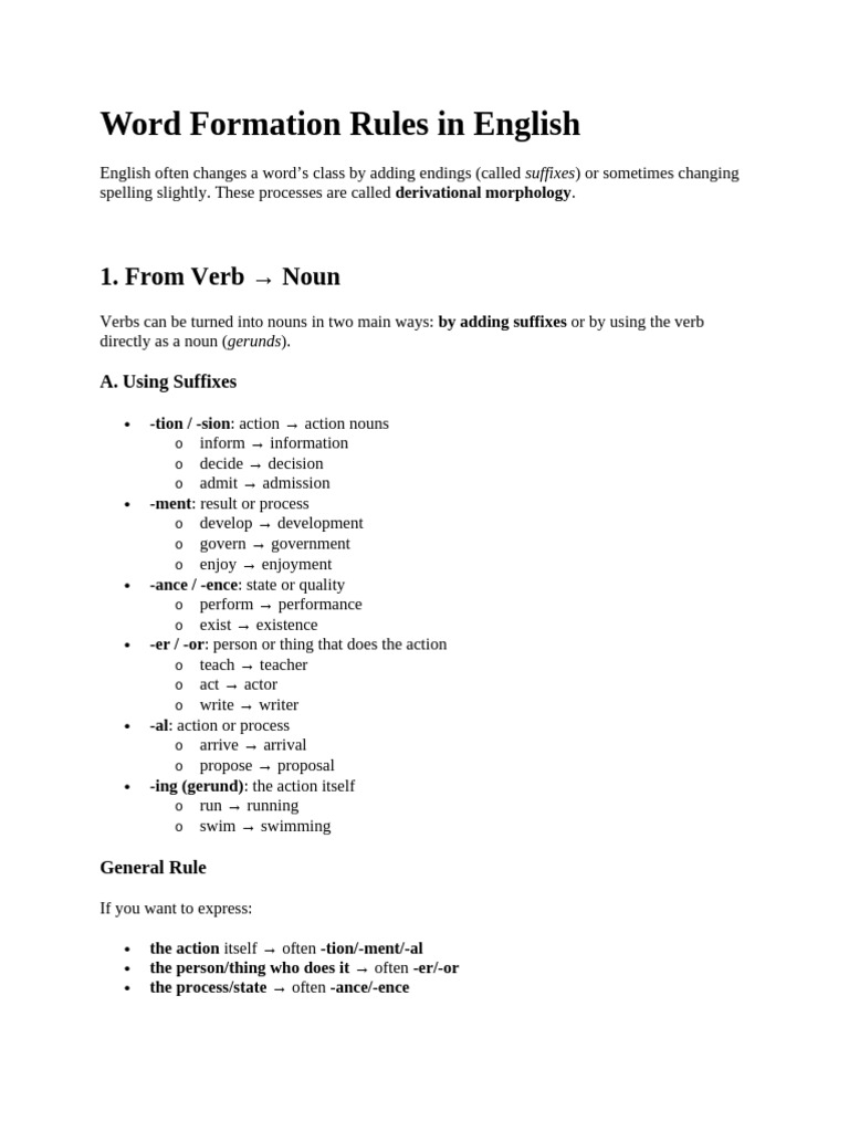 English Word Formation Rules Explained | PDF | Adjective | Adverb
