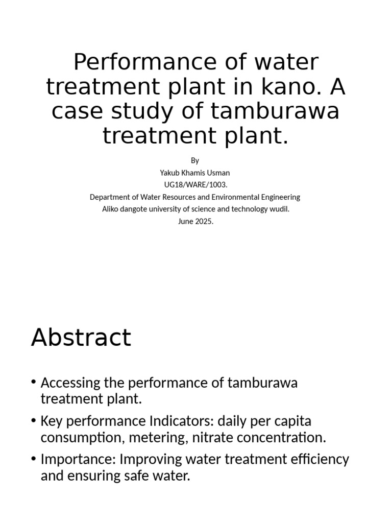 Performance of Treatment Plant in Kano - Slide | PDF | Water Treatment ...