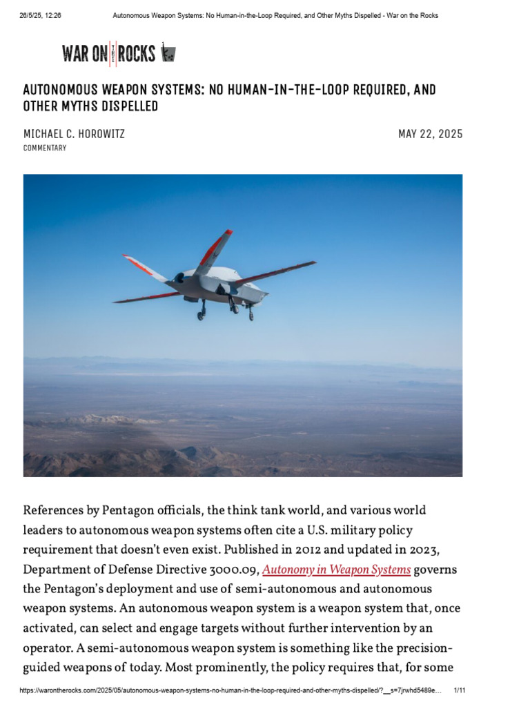 Myths About Autonomous Weapon Systems | PDF | Missile