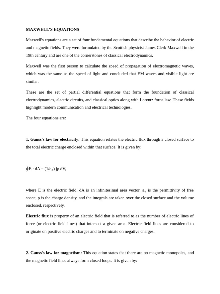Understanding Maxwell's Equations | PDF | Magnetic Field | Maxwell's ...