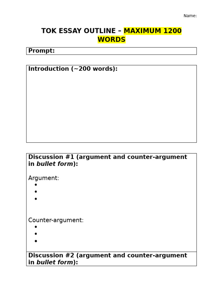 TOK Essay Outline Template | PDF