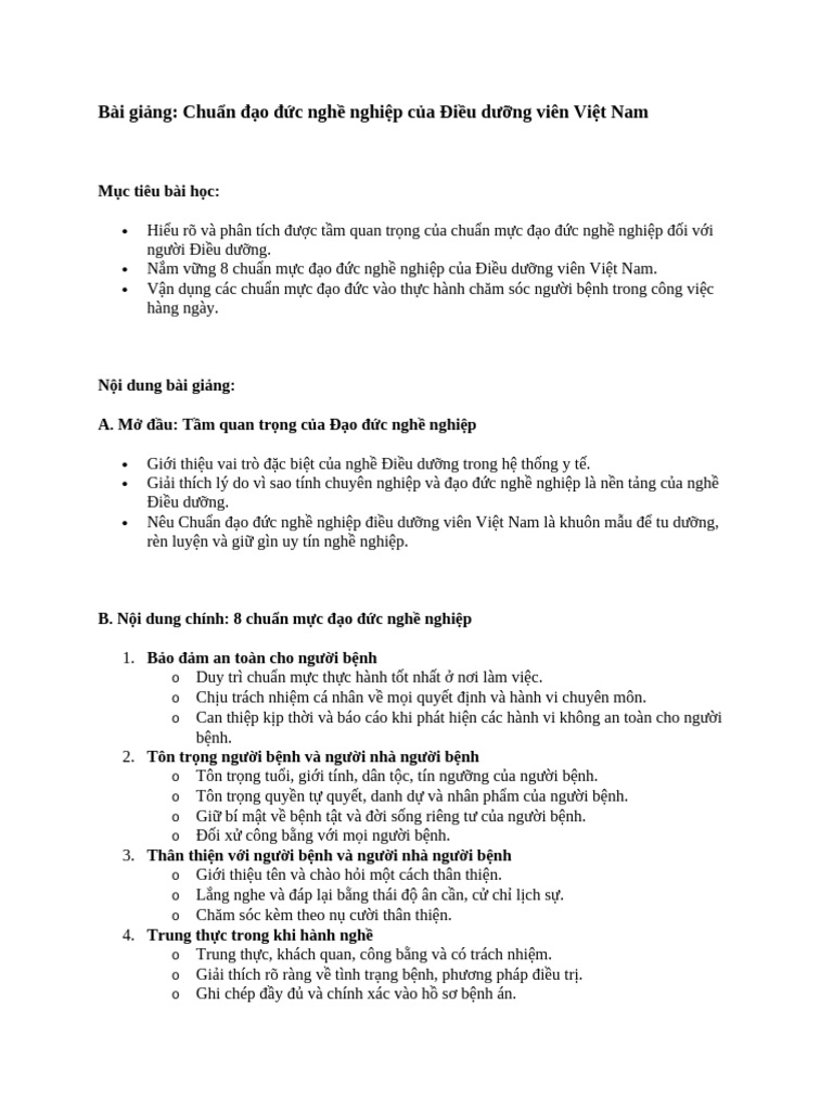 1 Outline - Chuan Dao Duc Dieu Duong Viet Nam | PDF