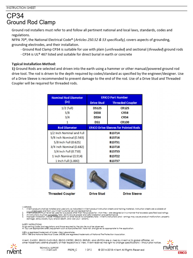 Grounding ROD Clamp - IP8298 | PDF | Screw | Equipment