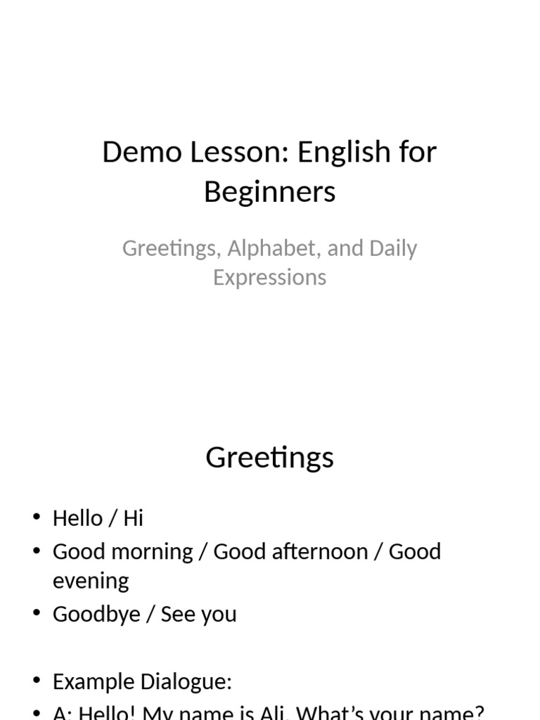 English Basics: Greetings & Alphabet | PDF