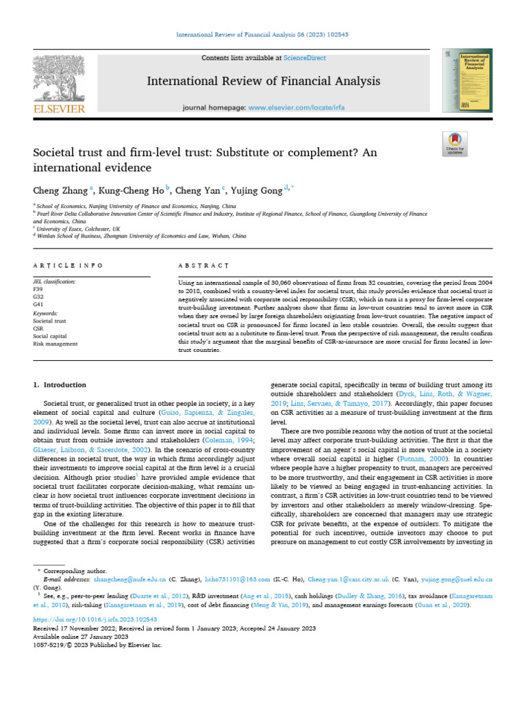 Societal Trust and Firm-Level Trust Substitute or Complement An ...
