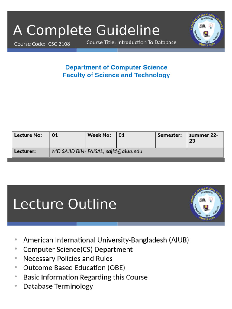Lecture01 Idb (Intro) | PDF | Databases | Sql