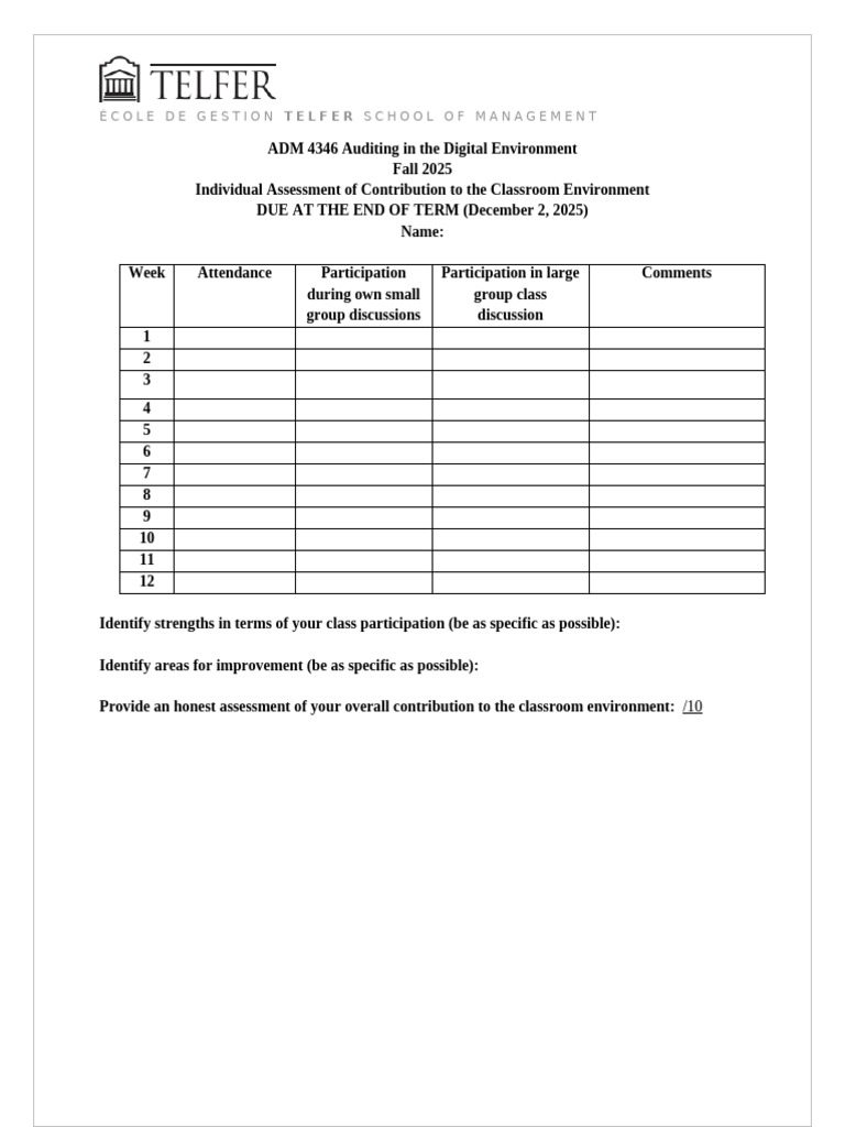 ADM 4346 - Participation Assignment | PDF