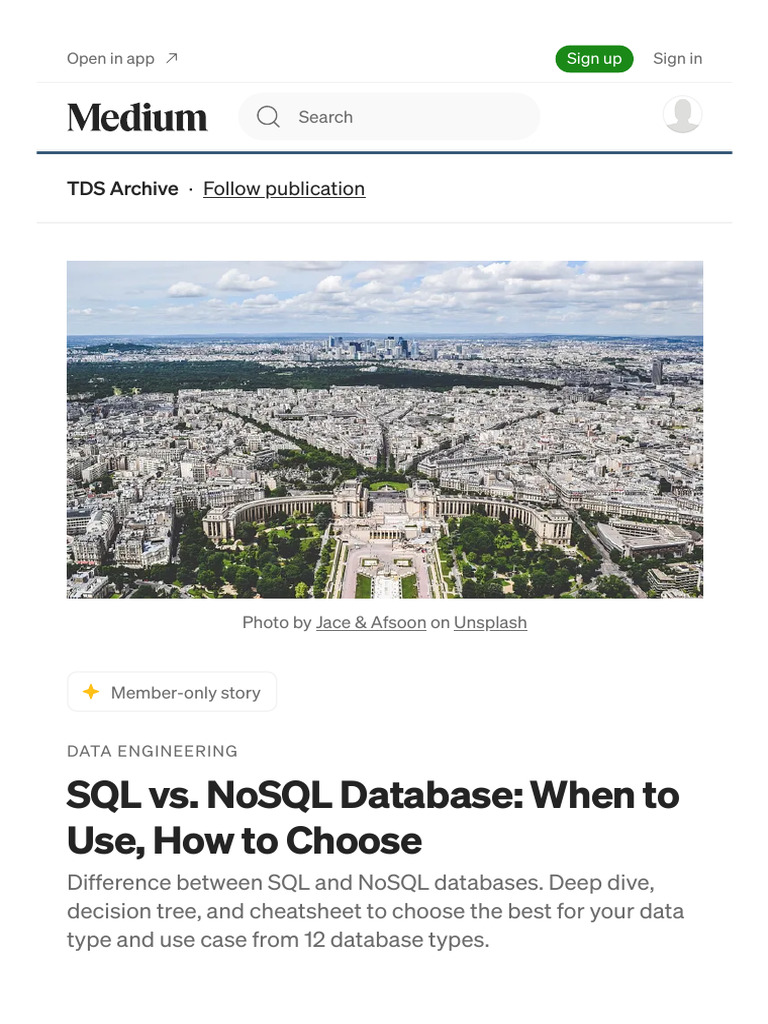 SQL vs. NoSQL Database - When To Use, How To Choose - TDS Archive | PDF | No Sql | Databases