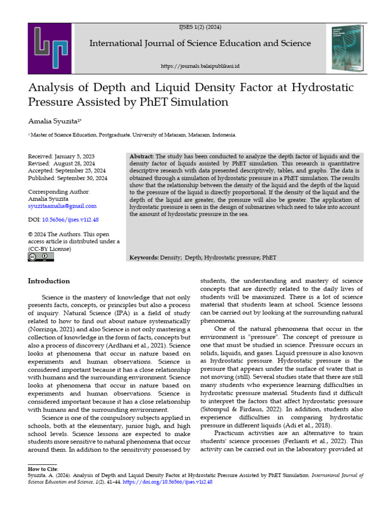 Analysis of Depth and Liquid Density Factor at Hyd | PDF | Pressure ...