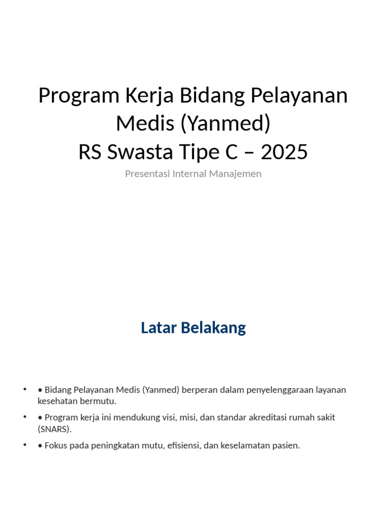 Program Kerja Pelayanan Medis 2025 | PDF