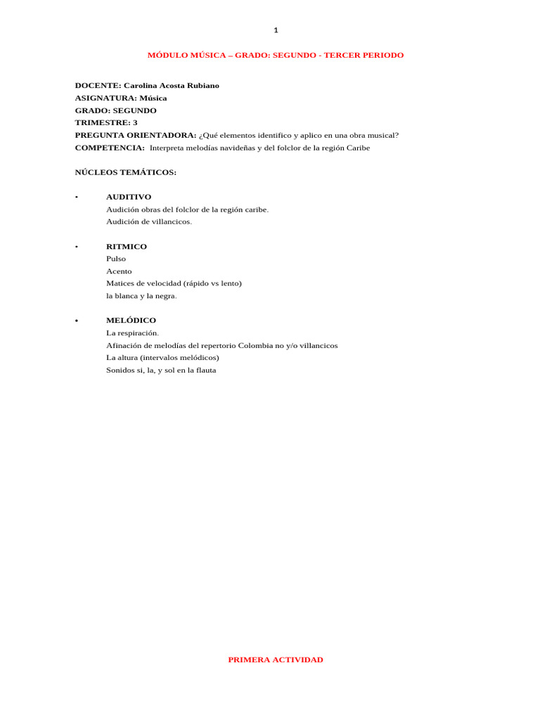 MÓDULO PARA GRADO SEGUNDO última versión TERCER TRIMESTRE | PDF | Villancicos | Ritmo