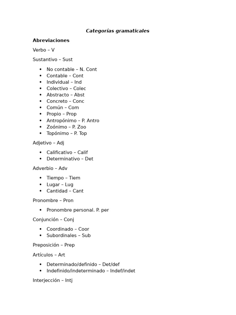 Clasificación de categorías gramaticales | PDF | Adjetivo | Pronombre