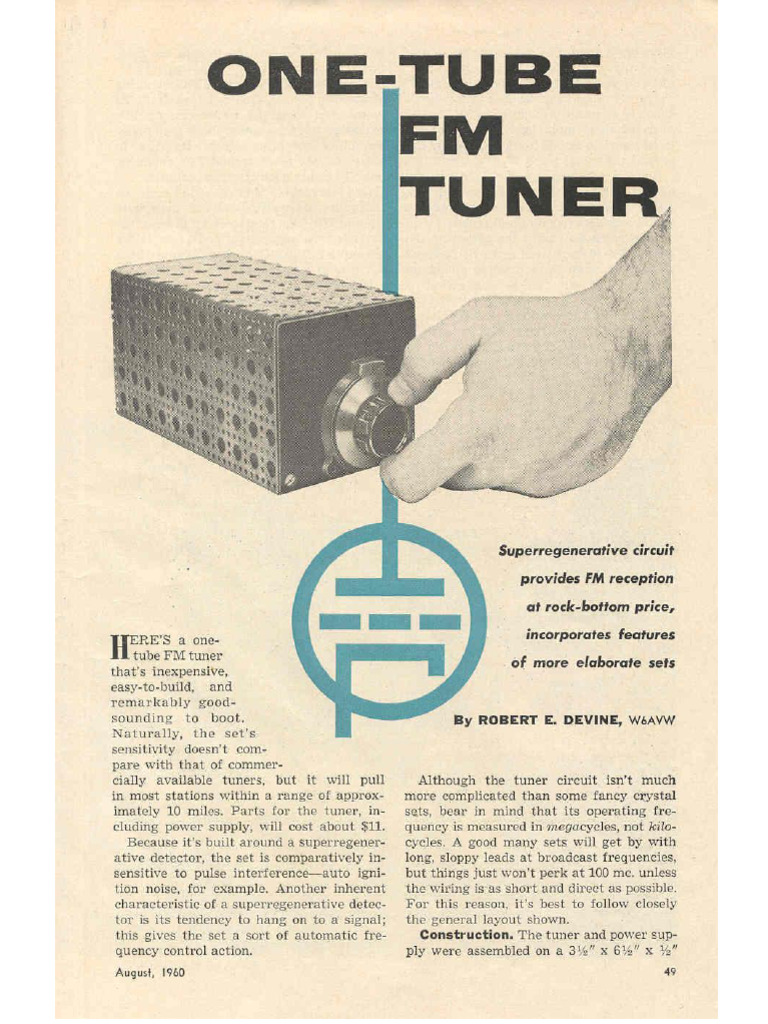 Super-Regenerative Tube FM Radio | PDF