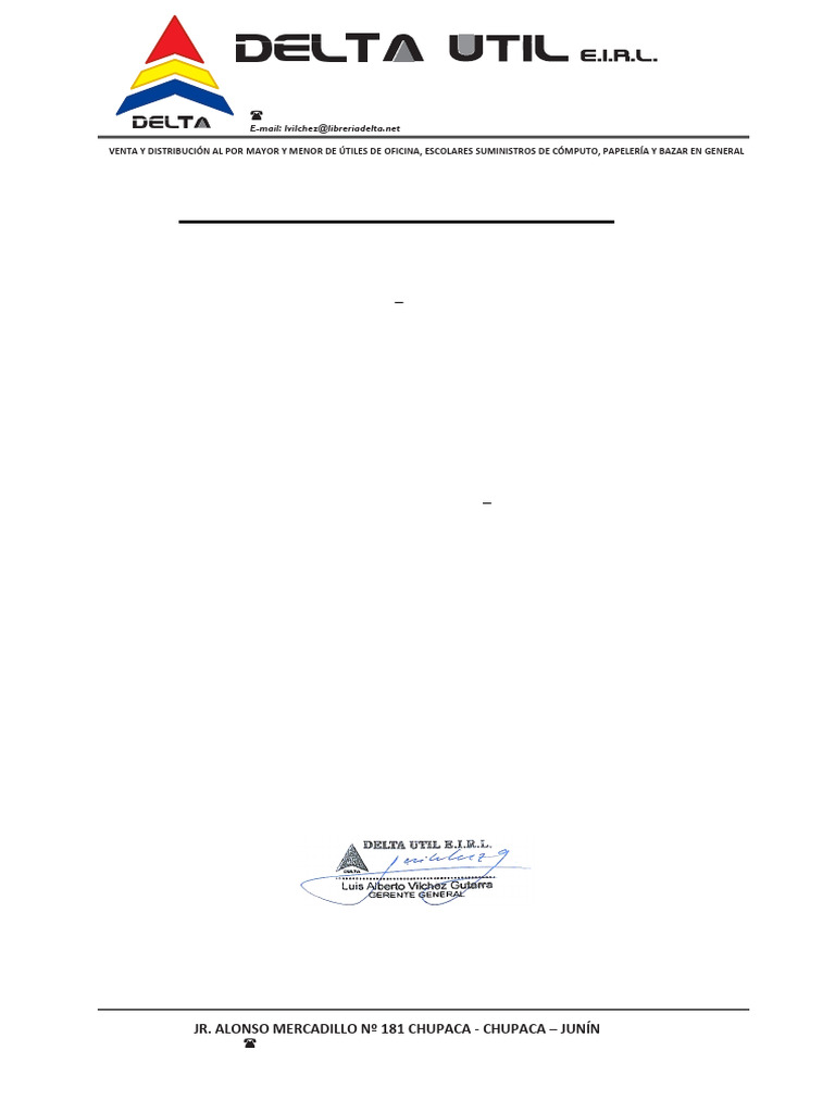 Carta de Garantia Comercial Delta Util Oc22 405 Salud Angaraes | PDF