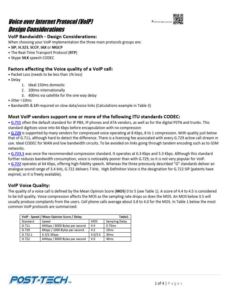 VoIP Design Considerations and Quality Factors | PDF | Voice Over Ip ...
