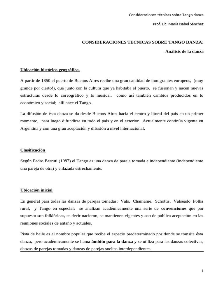 Consideraciones Técnicas del Tango | PDF | Bailes | Musica Tango