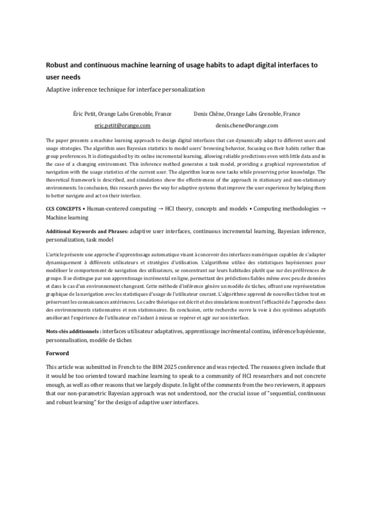 Adaptive Machine Learning for User Interfaces | PDF | Bayesian ...