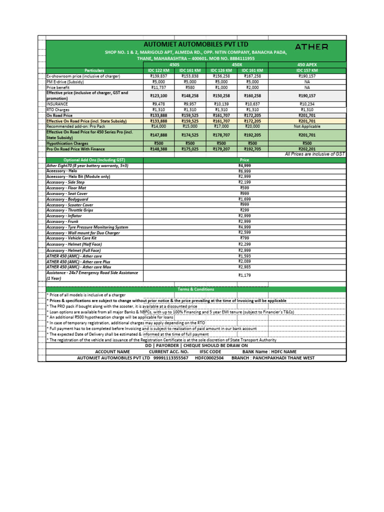 Ather 450 Series Pricing and Options | PDF | Vehicles | Transport