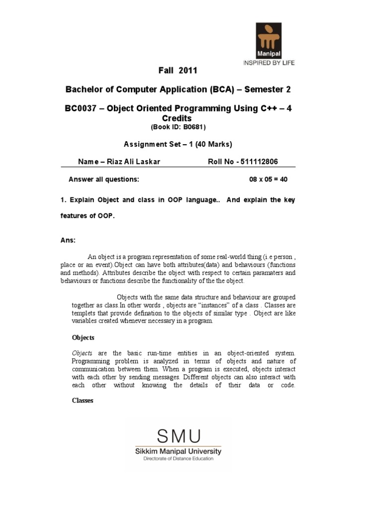 Bc0037 Pdf Variable Computer Science Class Computer Programming