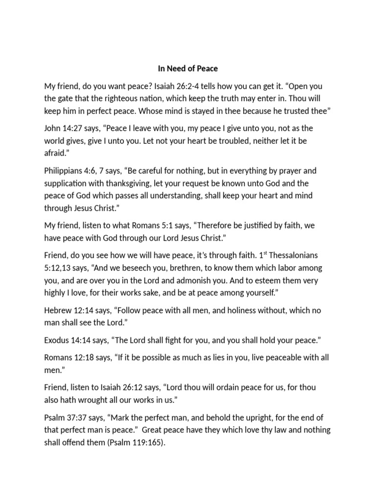 In Need of Peace | PDF