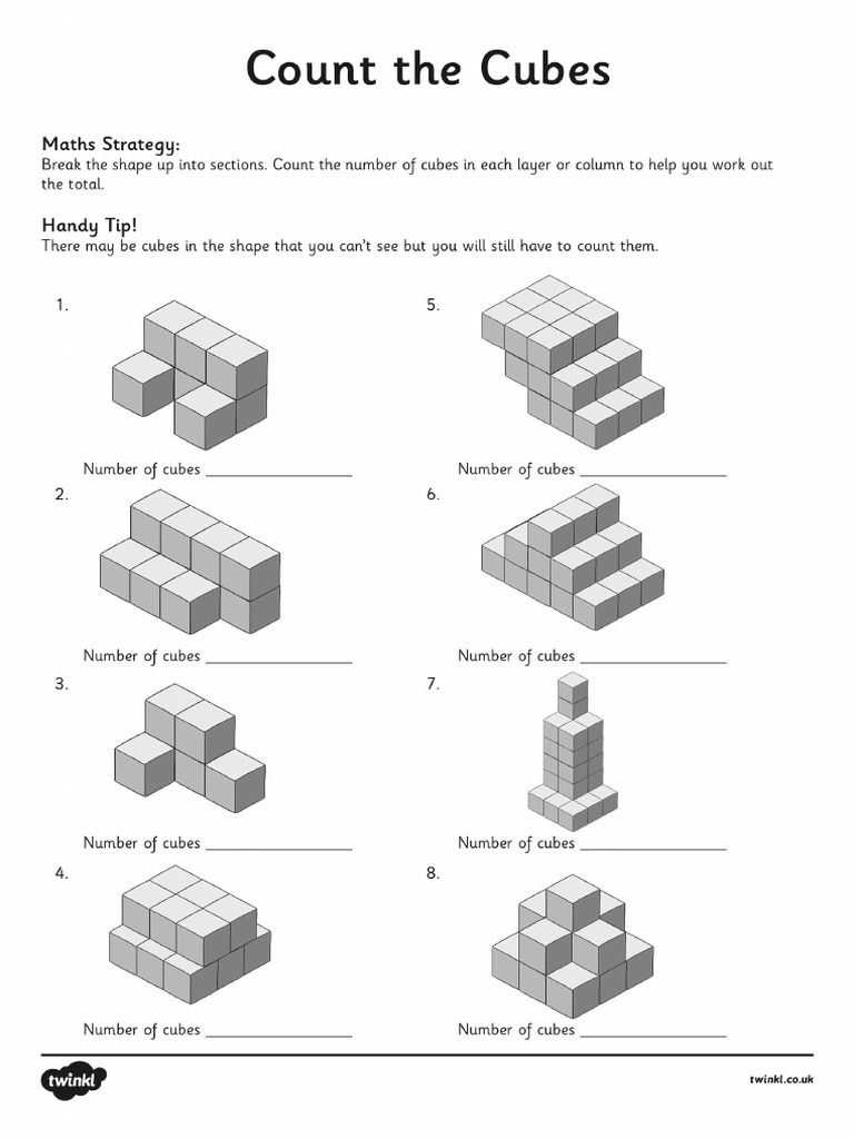 T2 M 1578 Year 3 Count The Cubes Activity Sheet | PDF