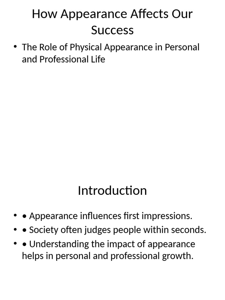 Appearance Success Presentation | PDF