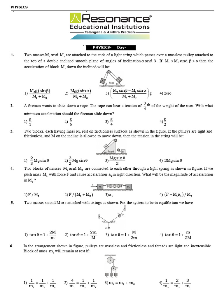 JB Physics - Holiday - Assignment | PDF | Force | Mass