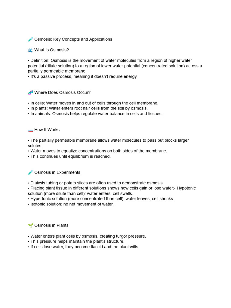 Osmosis Notes | PDF