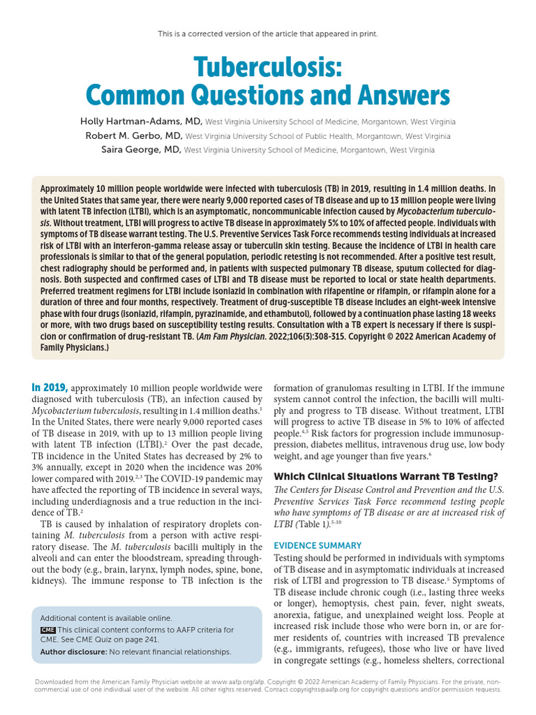 Understanding Tuberculosis Testing Guidelines | PDF | Tuberculosis ...