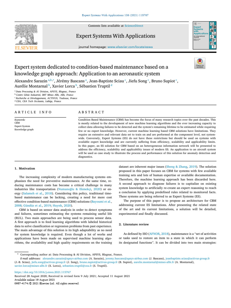 Expert System Dedicated To Condition-Based Maintenance Based On A ...