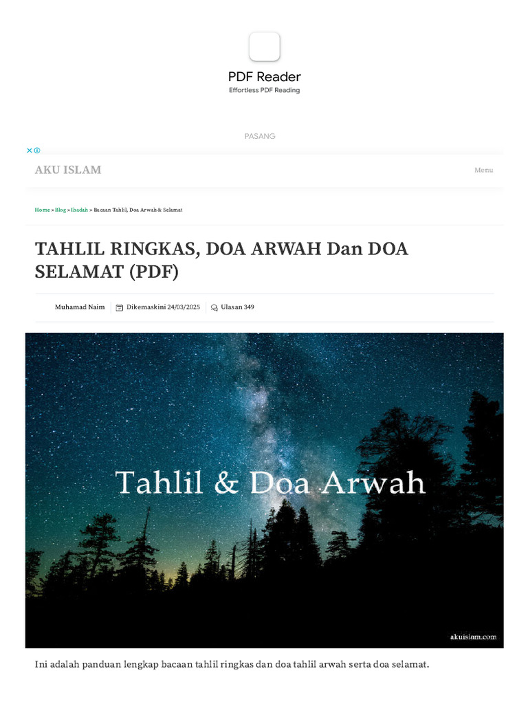 Tahlil Ringkas, Doa Arwah Dan Doa Selamat PDF | PDF