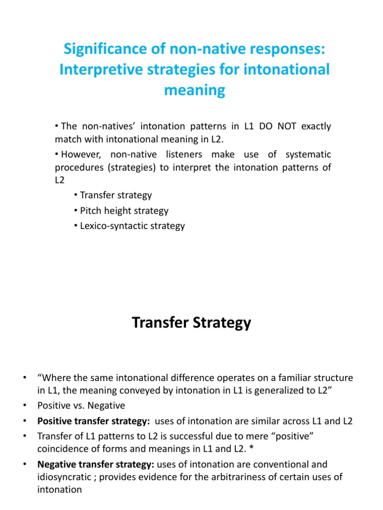 Non-Native Intonation Interpretation Strategies | PDF | Second Language ...
