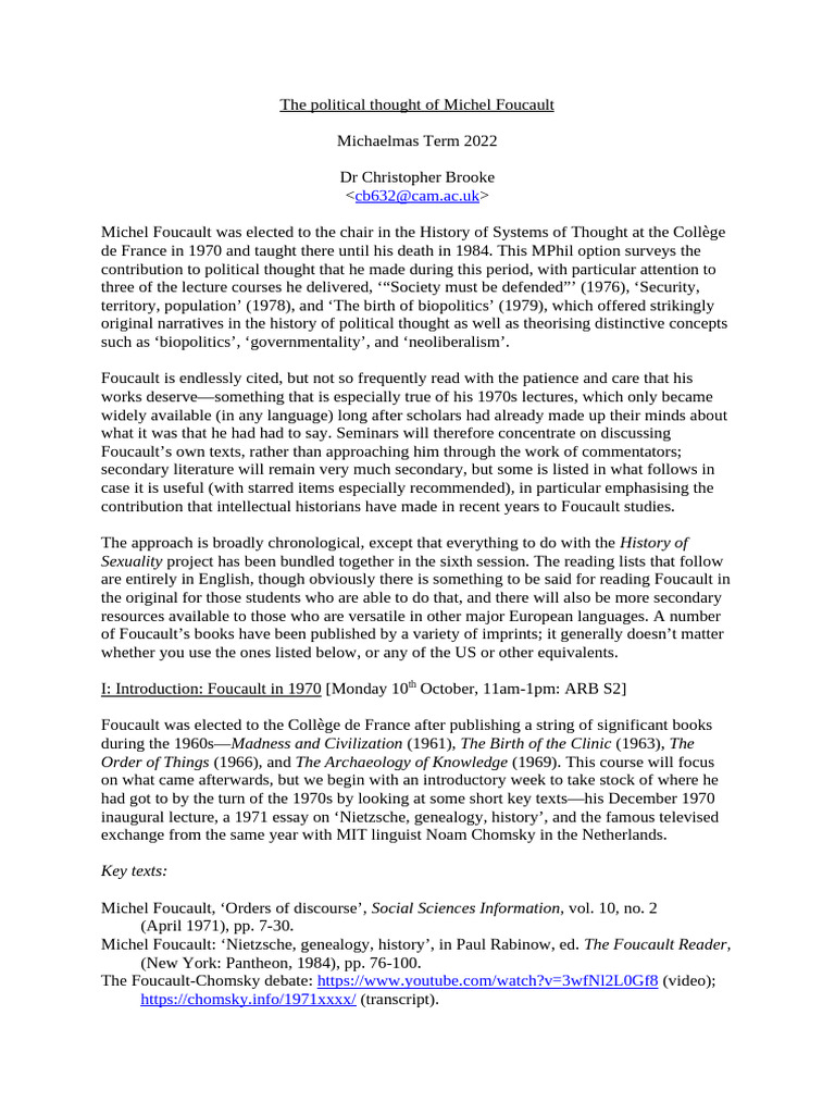 The Political Thought of Michael Foucault | PDF | Michel Foucault ...