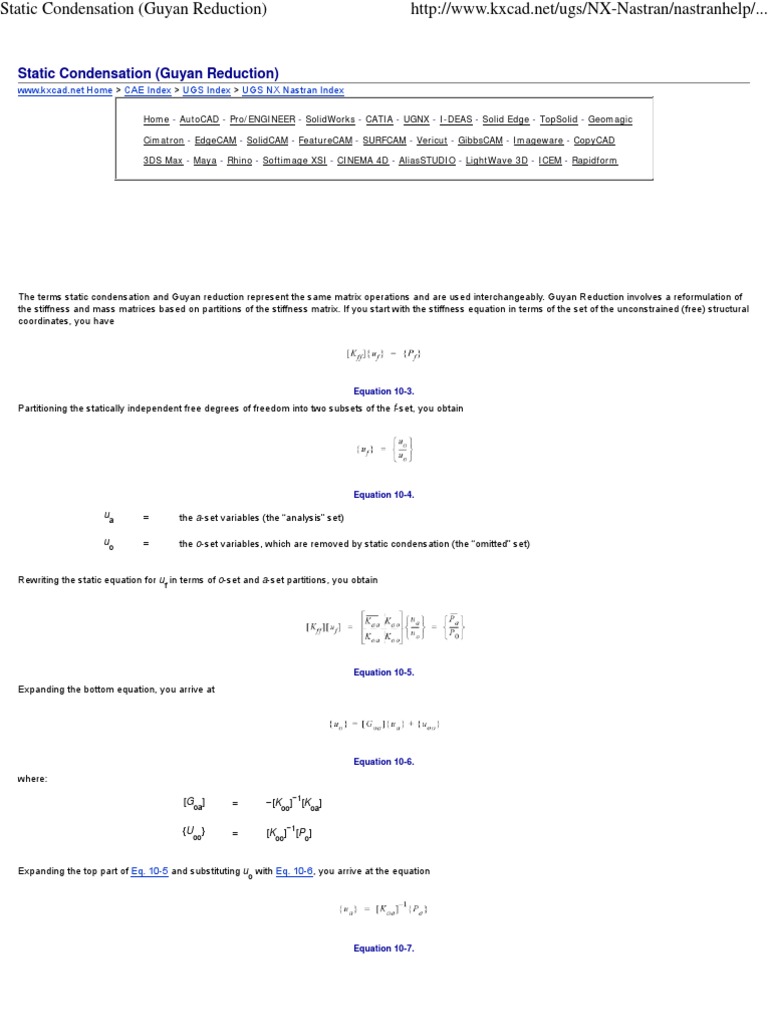 Static Condensation Guide | PDF | Matrix (Mathematics) | Mathematical Analysis