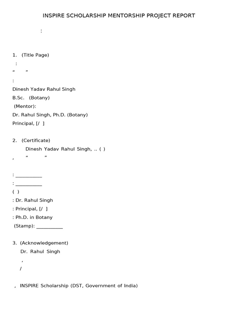 INSPIRE Botany Project Report | PDF