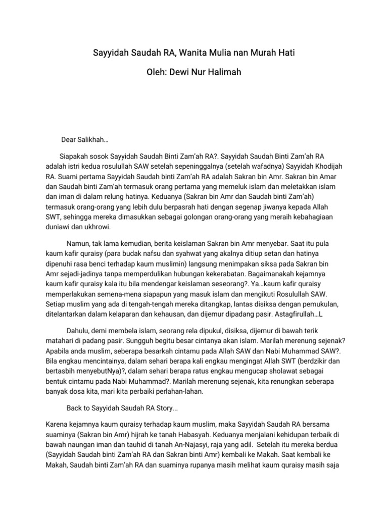 SAYYIDAH SAUDAH | PDF