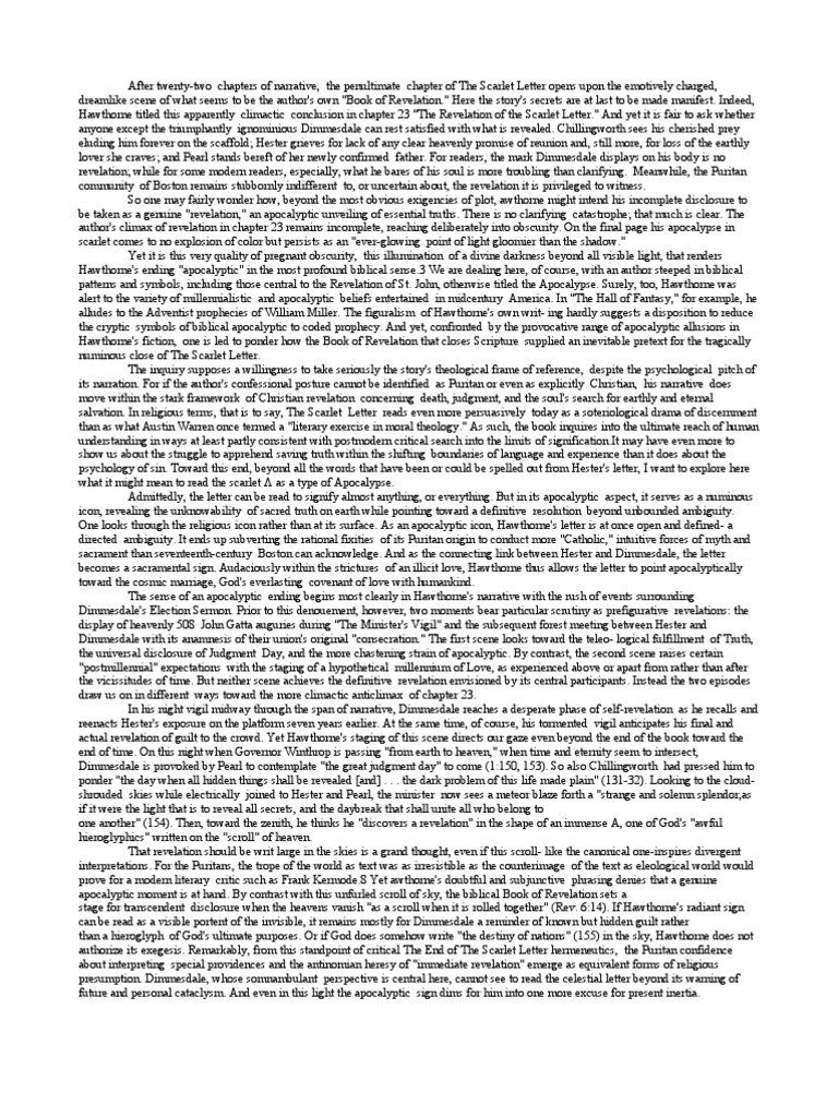 Apocalyptic Themes in The Scarlet Letter | PDF | The Scarlet Letter ...