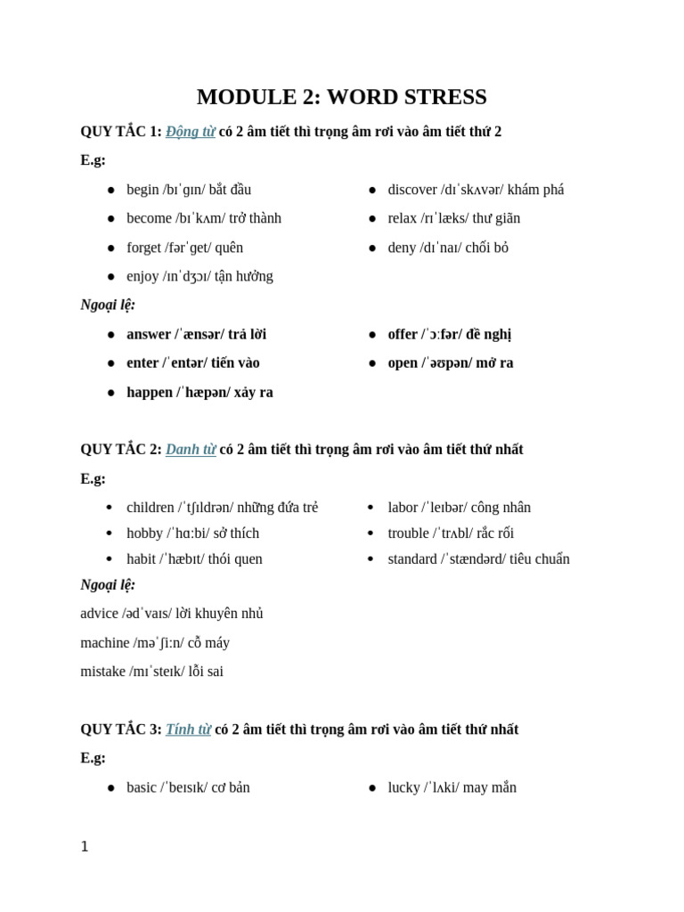 Module 2. Word Stress - Word Stressdocx | PDF