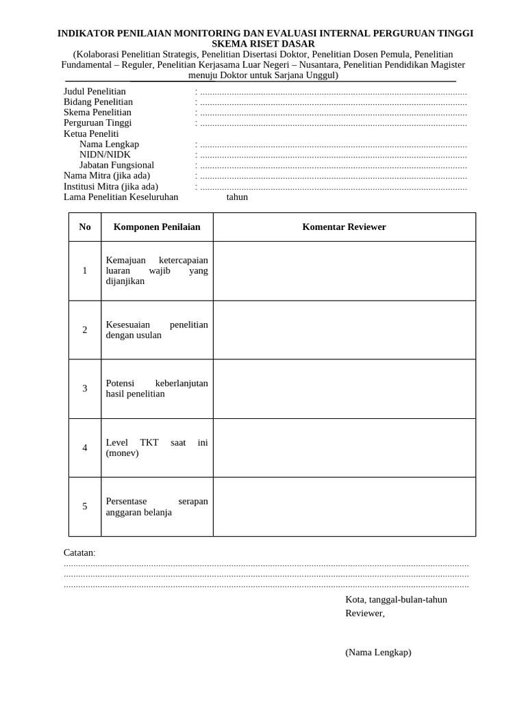 Level TKT dalam Monev Penelitian PT | PDF