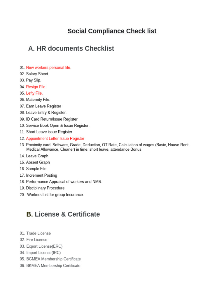 Social Compliance Audit Checklist | PDF | Firefighting | Personal ...