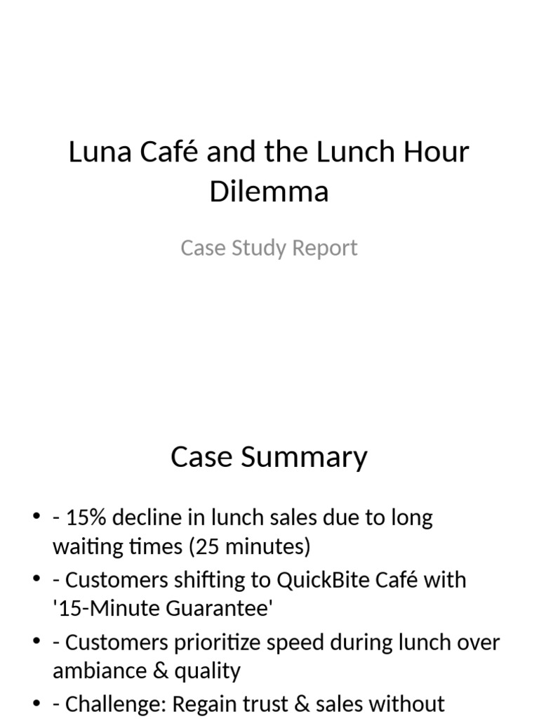 Luna Café's Lunch Sales Recovery Plan | PDF