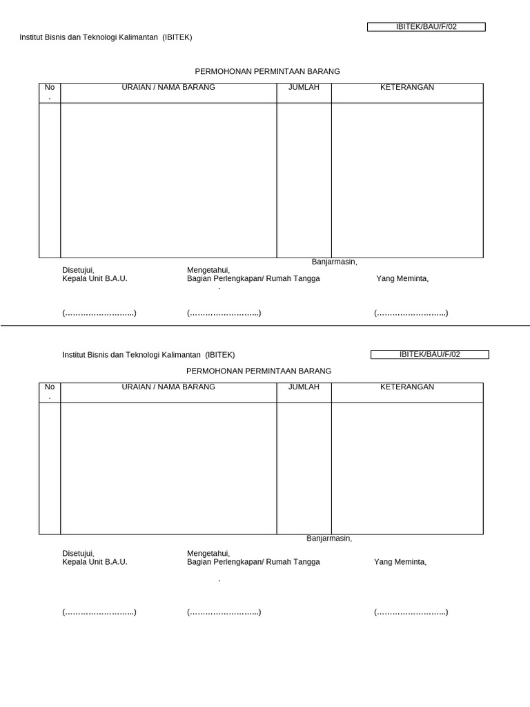 Form Permintaan Barang | PDF