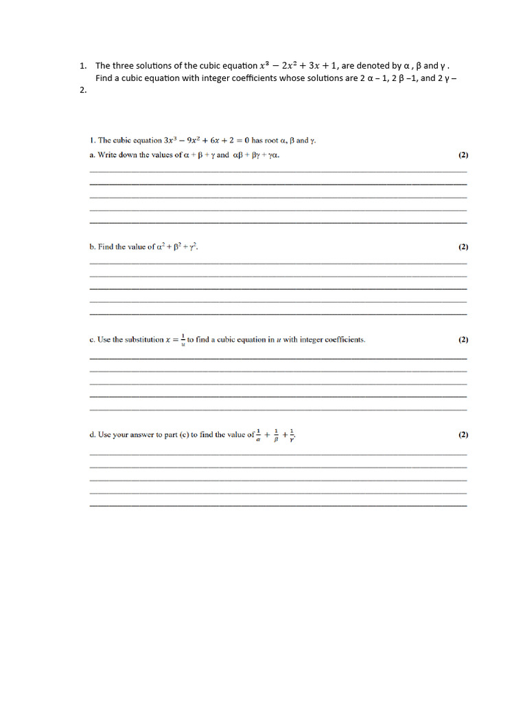 Roots of Polynomial Equations | PDF