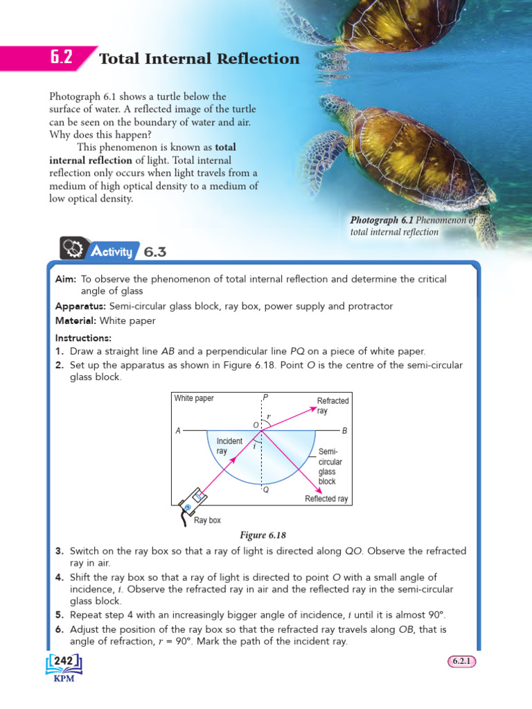 Experiment - Total Internal Reflection (Textbook Pg.248) | PDF ...